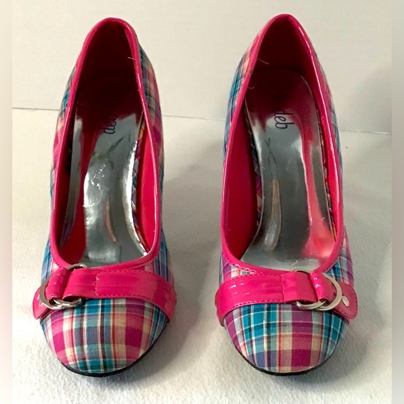 Deb | Shoes | Plaid Heels Pinkturquoise 75 Debs Dept Store Barbie Core ...
